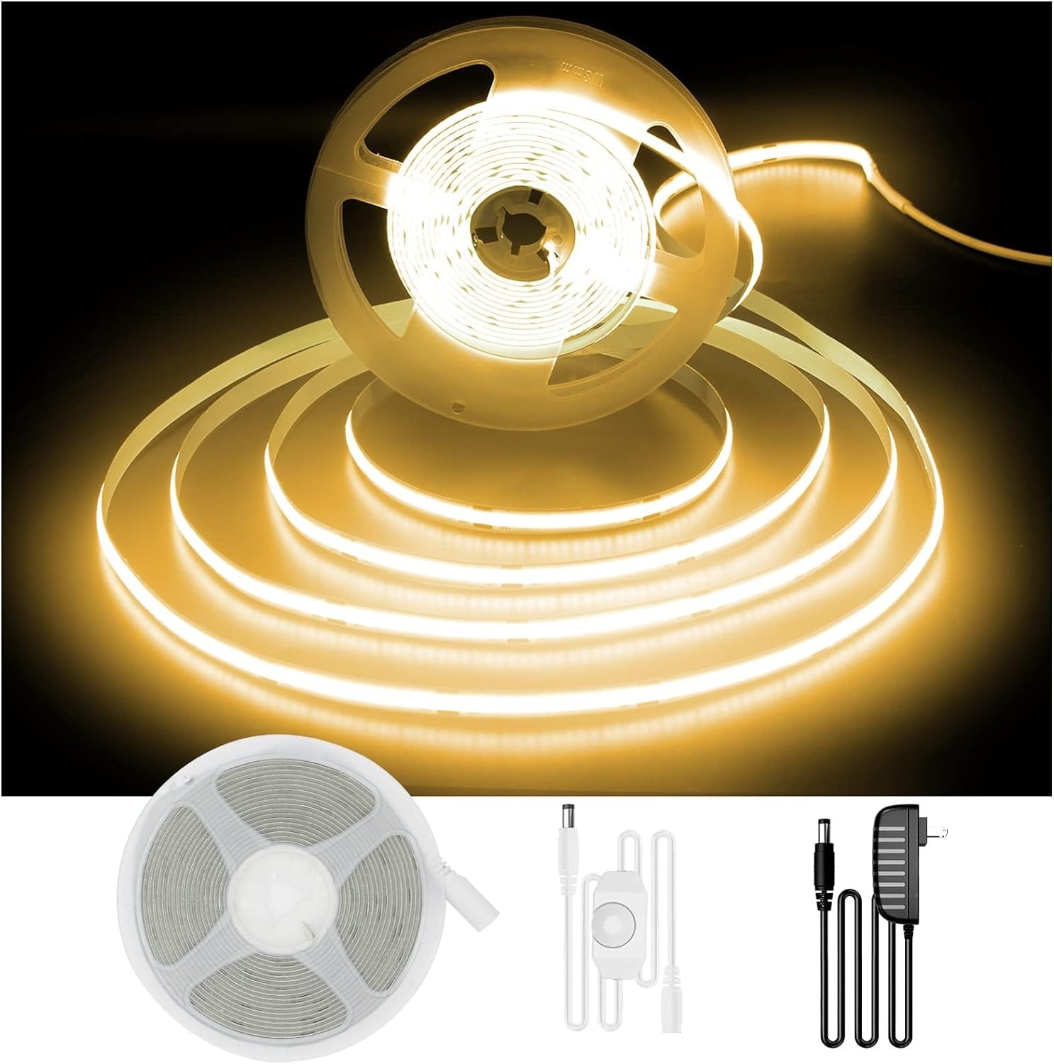 DAYBETTER 16.4FT Bright COB LED Strip, Warm White, Dimmable, Strong ...