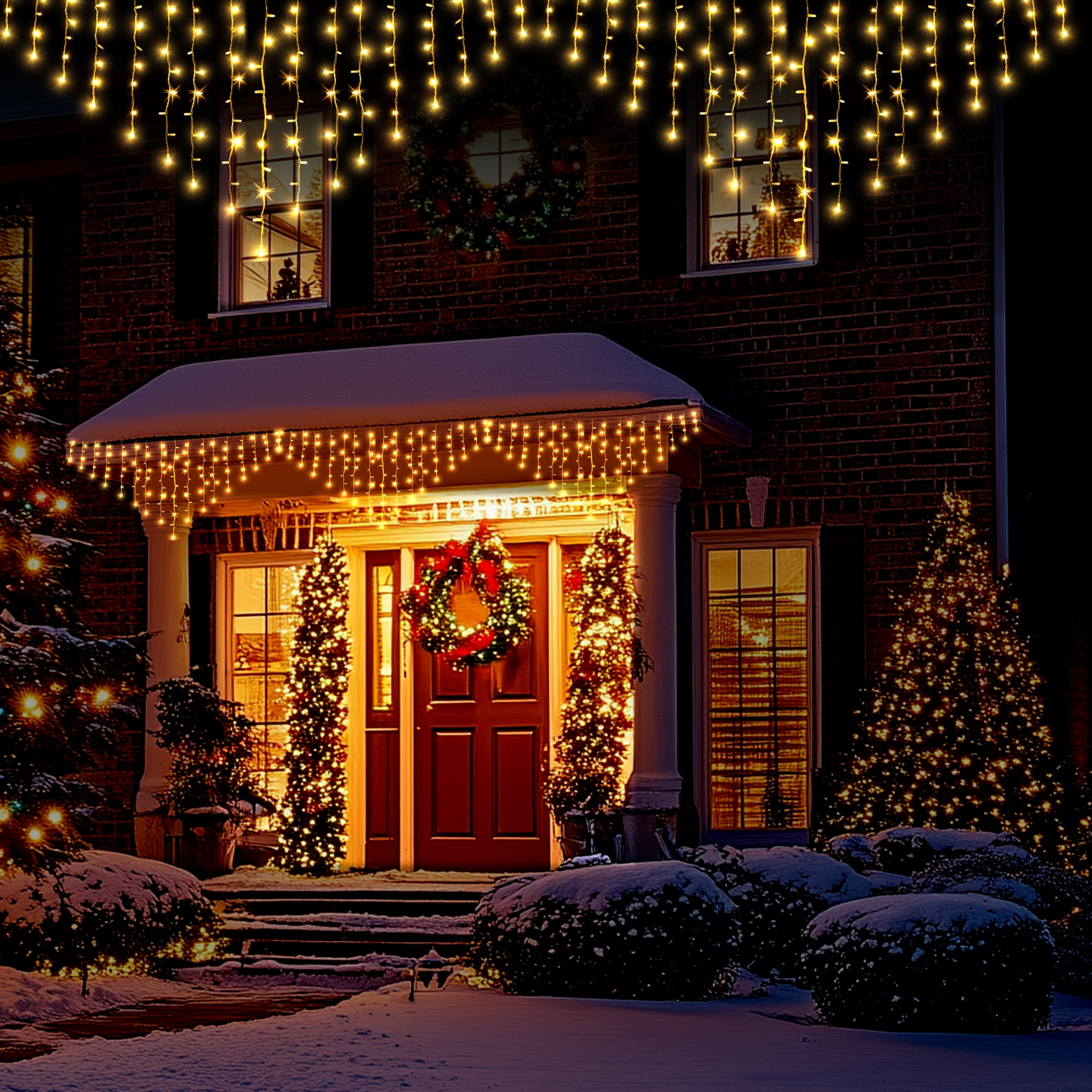 DAYBETTER Christmas Lights Outdoor Decorations, 32.8ft Curtain Fairy String Lights, with 384 ...