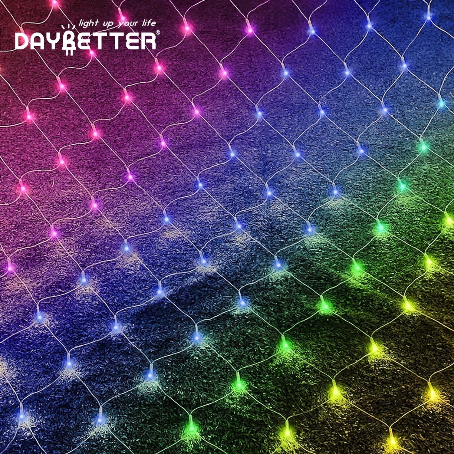 DAYBETTER Indoor/Outdoor Christmas Net Lights, 12ft*5ft 360 LED, 8 ...