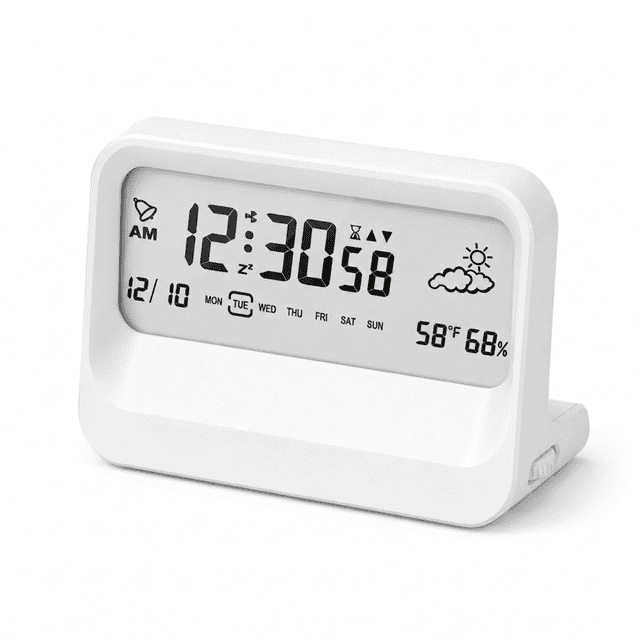 DAYBETTER Digital Alarm Clock, Transparent Bedside Desk Calendar Alarm ...