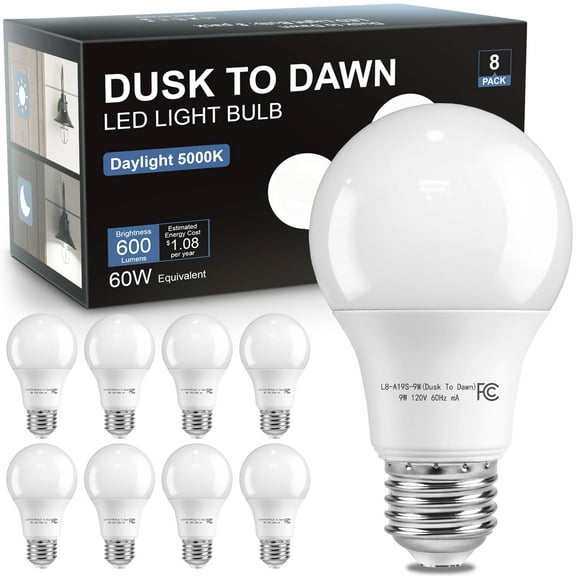 LIDUI-6-Pack Dusk to Dawn LED Light Bulbs, A19 11W(100Watt Equivalent ...
