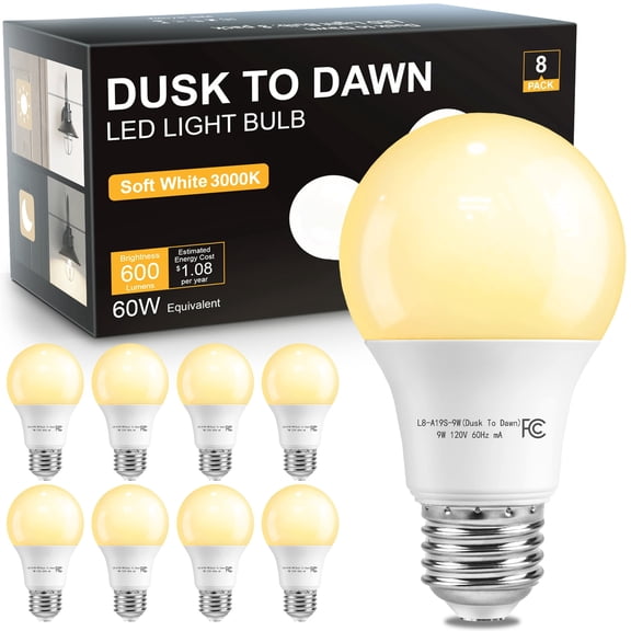 DAYBETTER Dusk to Dawn Light Bulbs Outdoor 60 Watt Equivalent ...