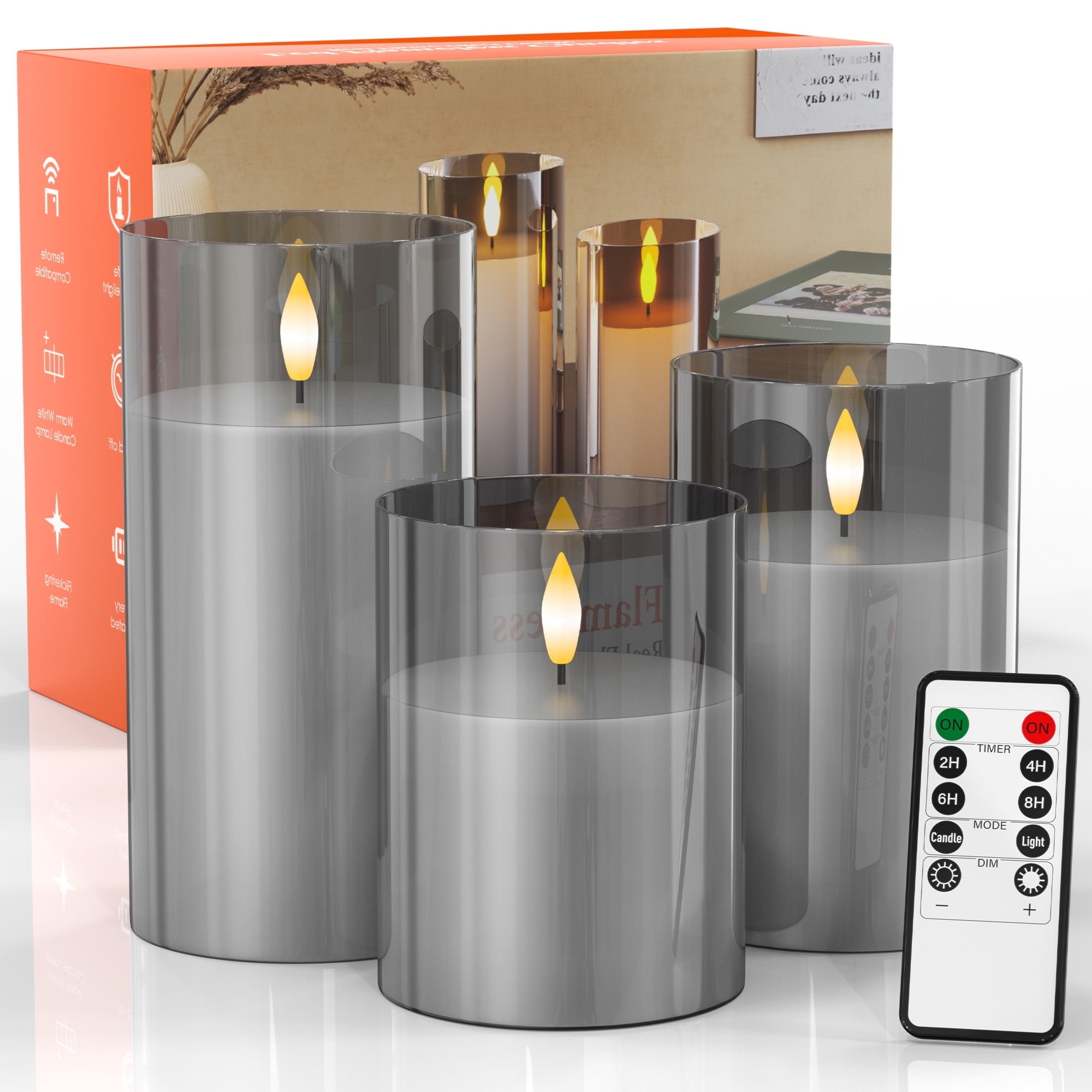 DAYBETTER Flameless Candles with Remote and Timer,Battery Operated Real ...