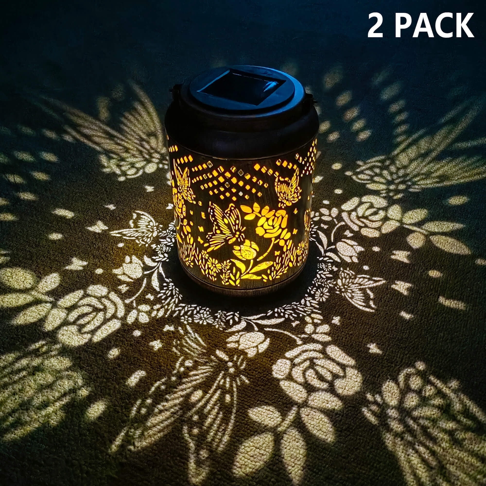 DAYBETTER Hanging Solar Lanterns, Waterproof Butterfly LED Lights, Rose ...
