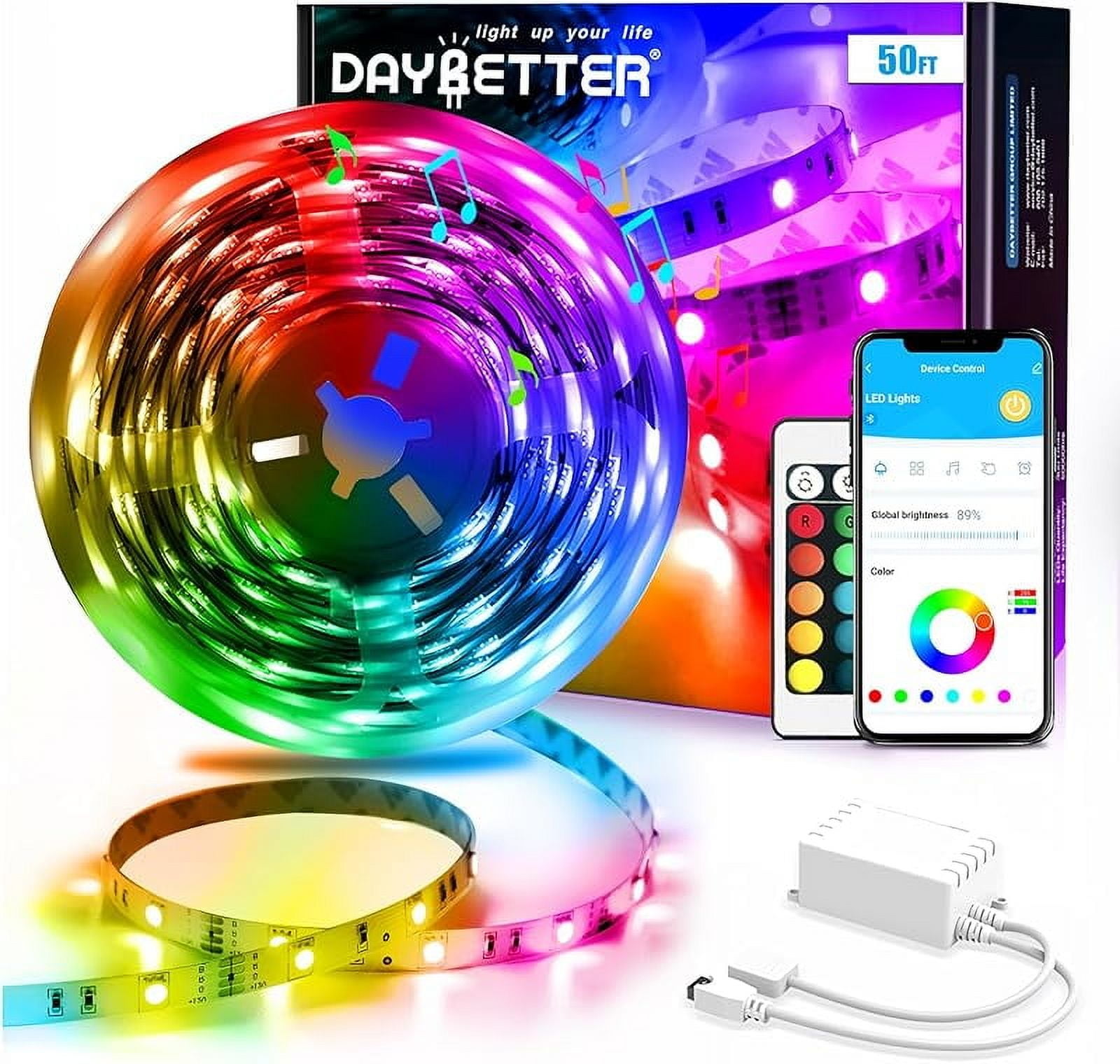 DAYBETTER LED Strip Lights 130ft Lights Strip for Bedroom, Desk, Indoor ...