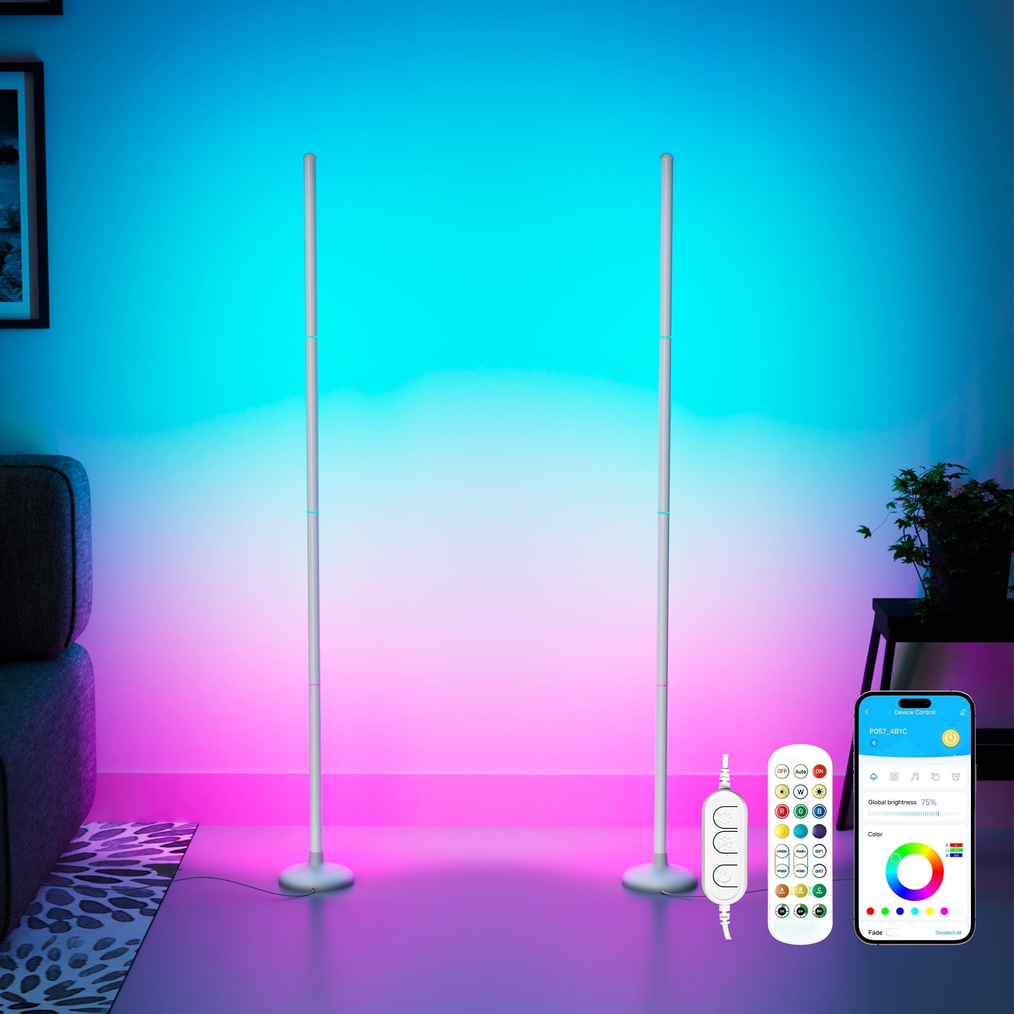 DAYBETTER Led Corner Floor Lamp with APP&Remote,16 Million Colors ...