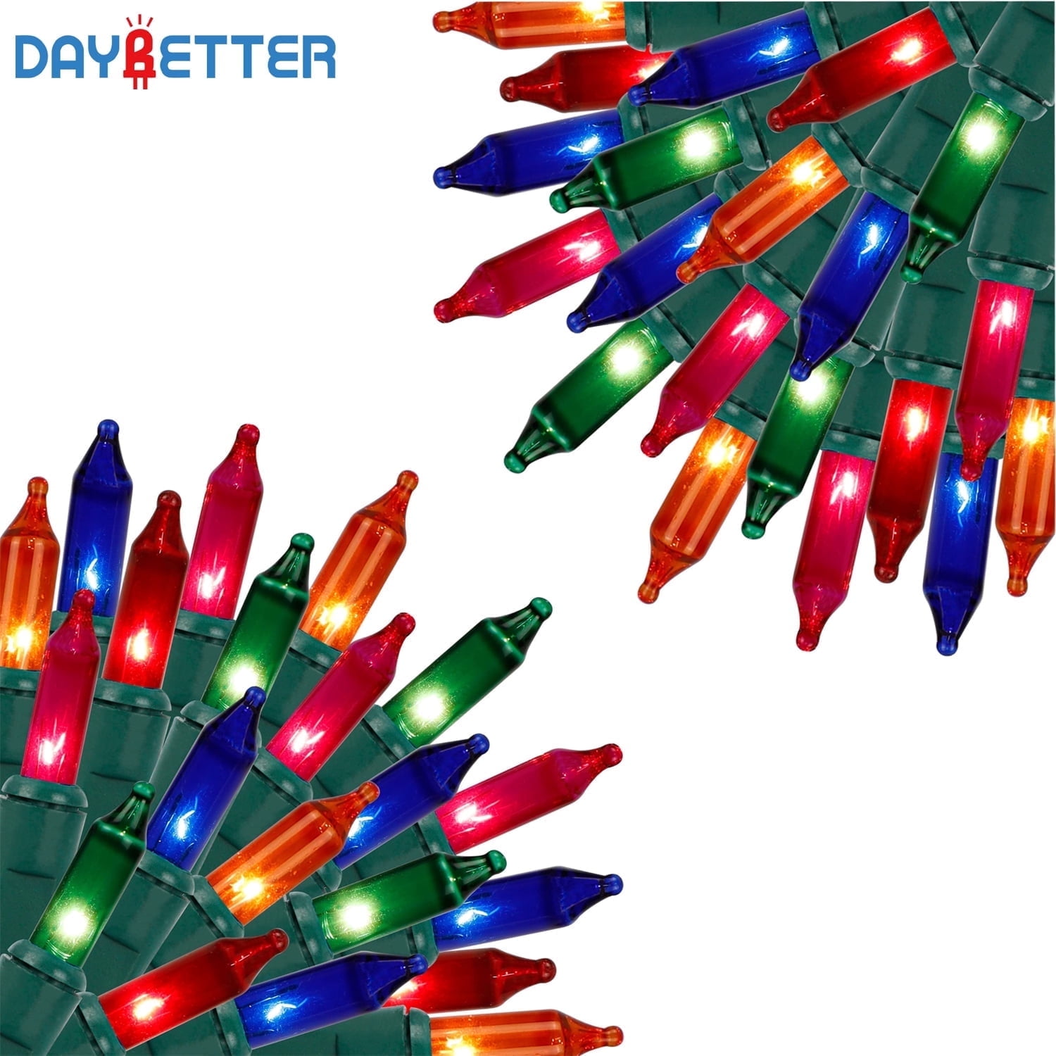 DAYBETTER Multi Color Christmas Tree Lights, 32.8ft 100Count Mini ...