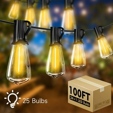Enbrighten Classic LED Café String Lights, 48ft. 24 Acrylic Bulbs ...