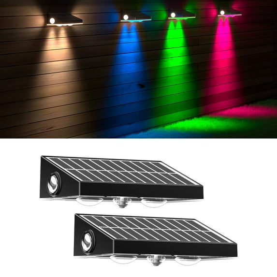 DAYBETTER RGB Solar Lights Outdoor Three Sides LED Lights with 3 ...