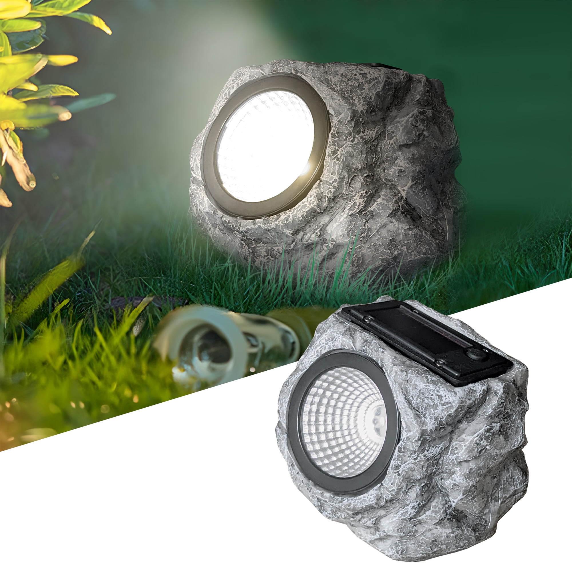 DAYBETTER Solar Rock Lights Outdoor, 2 Pack Super Bright Solar Spot ...