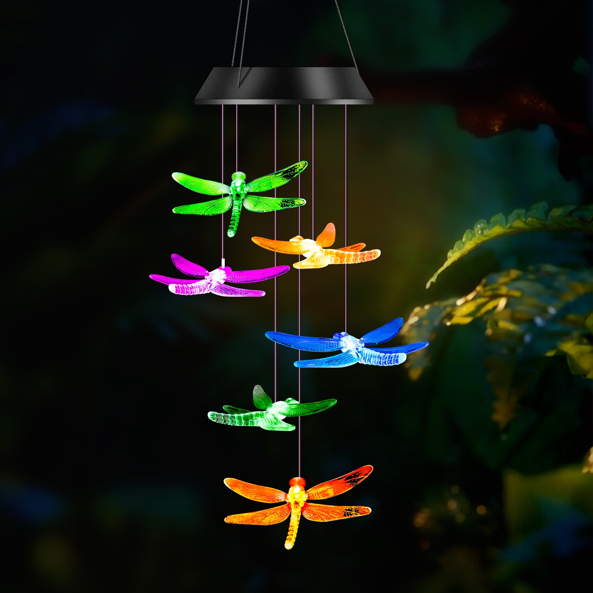 DAYBETTER Solar Wind Chime Lights, Dragonfly Wind Chime Light,8-10 ...