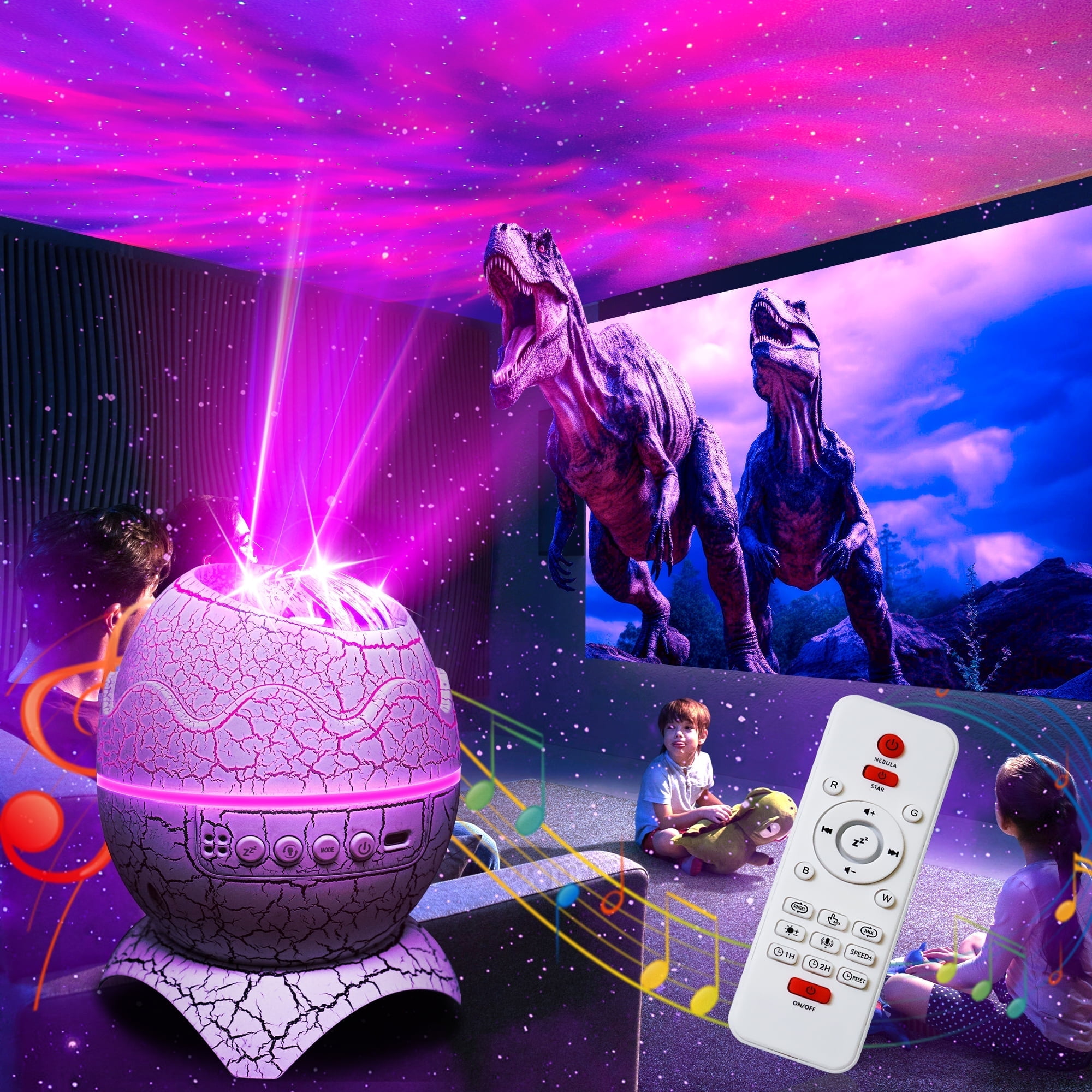 DAYBETTER Star Projector, 19 White Noise Bluetooth Speaker Dinosaur Egg ...