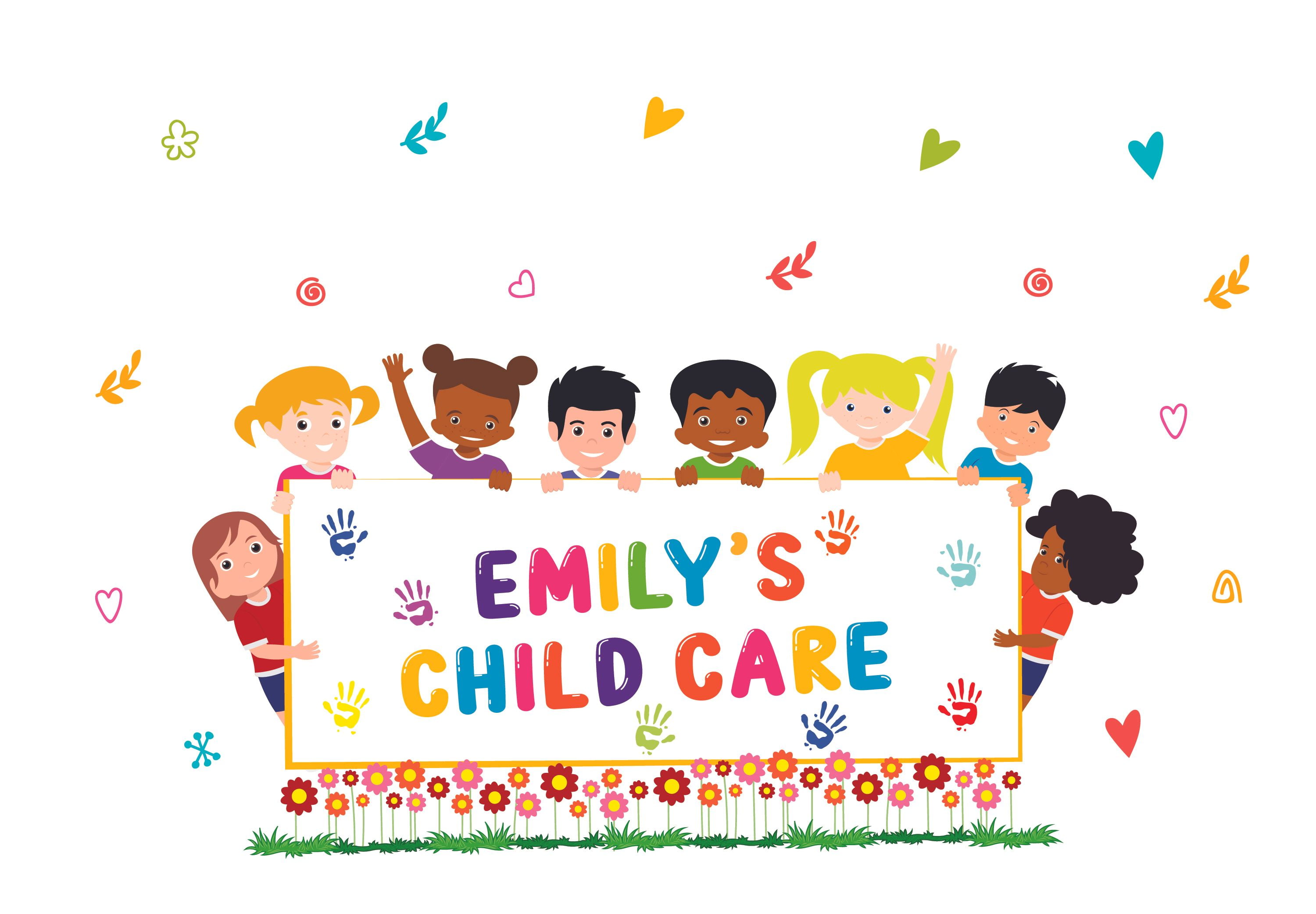 DAYCARE - Adhesive Cartoon Art Decor Children Daycare Sign Board Design ...