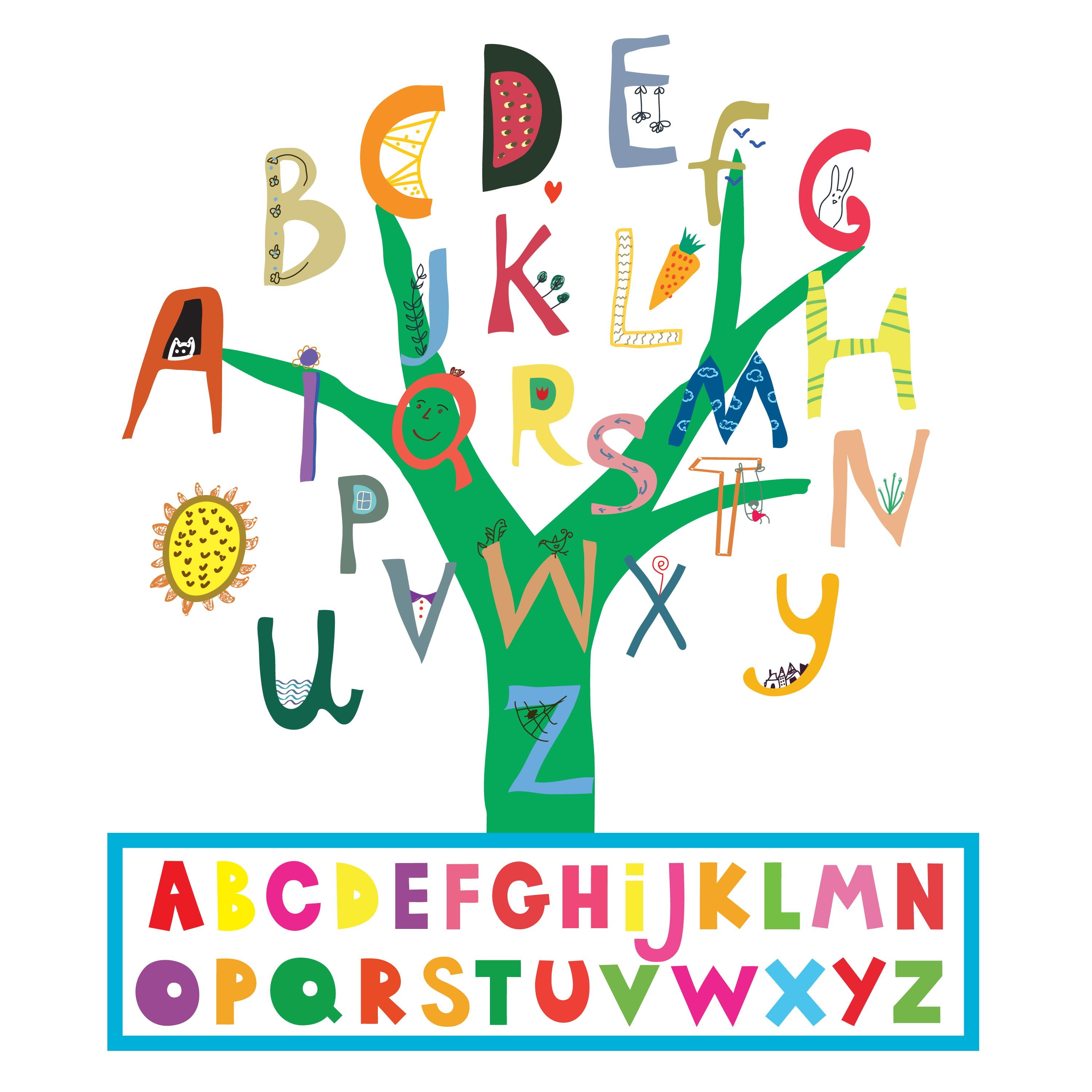DAYCARE - Multicolored Alphabet Tree Creepy Lettering Art Decoration ...