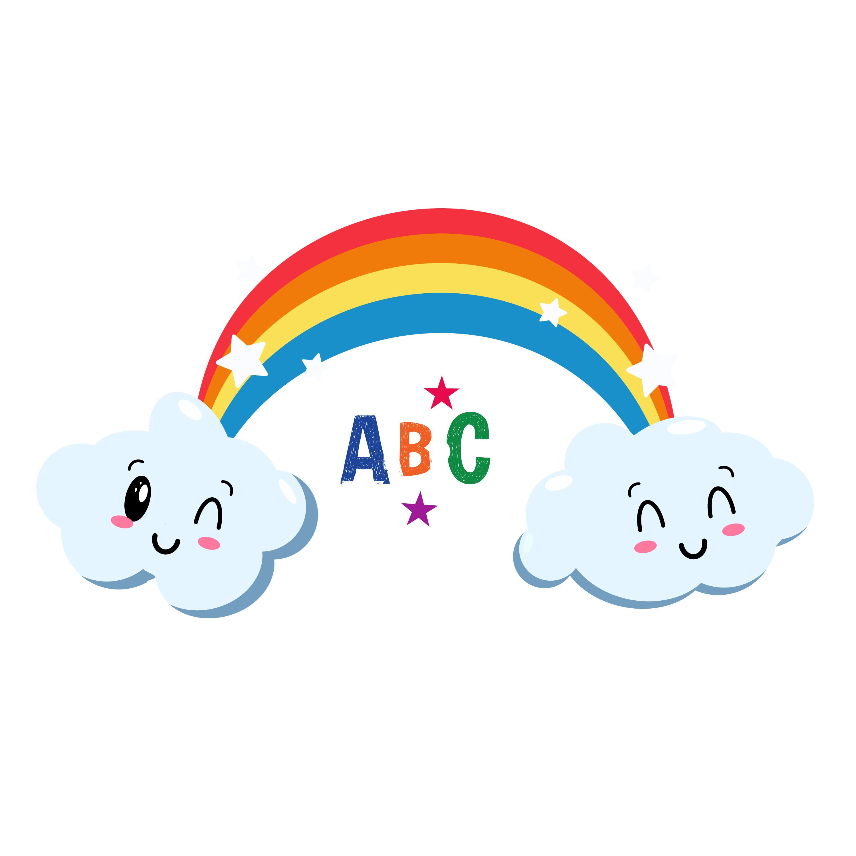 DAYCARE - Removable Rainbow Clouds ABC Alphabet Décor Sticker ...