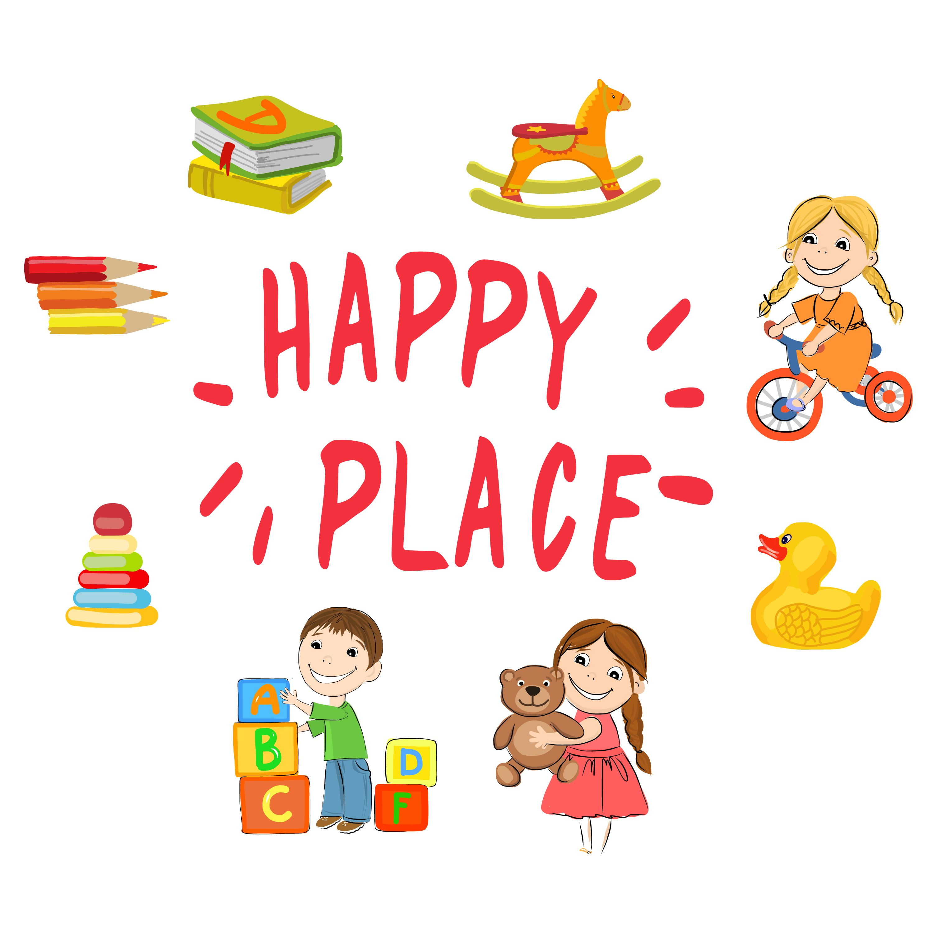 DAYCARE - Vinyl Kids Bedroom Playroom Happy Place Lettering Art ...