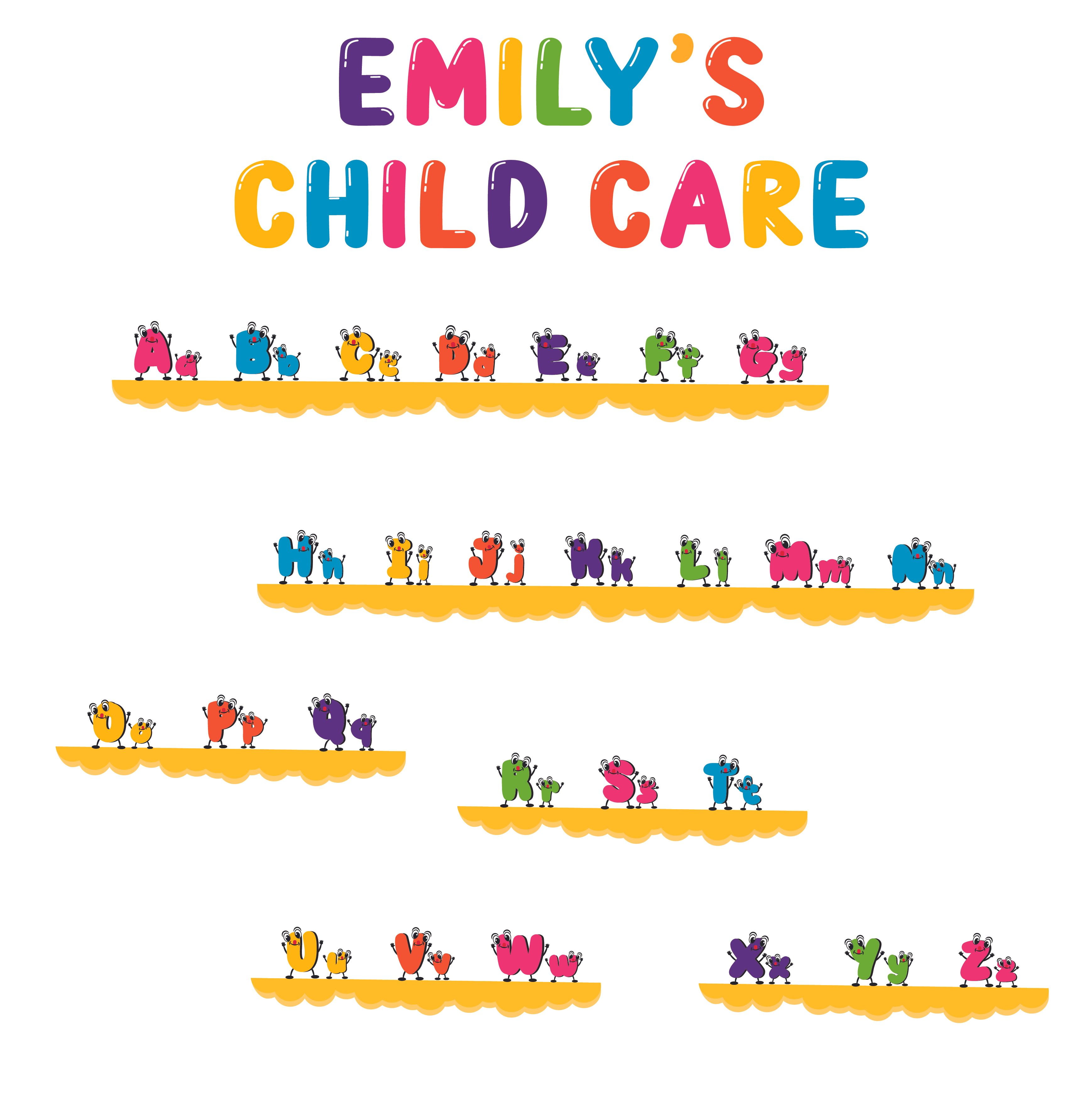 DAYCARE - Vinyl Multicolored Alphabets Decoration Art Cloud Sky Cartoon ...