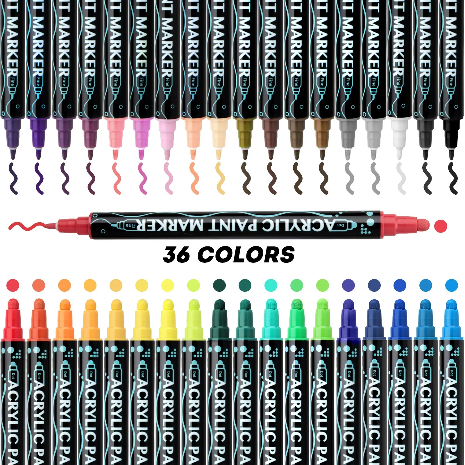 DAYEH 12-36 Colors Acrylic Paint Marker Pens Extra Fine and Dots Tip ...
