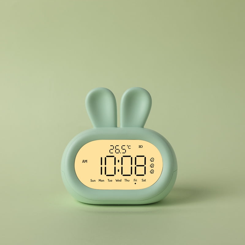 DAYEH Cartoon cute rabbit expression alarm clock led brightness ...