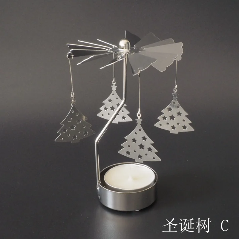 DAYEH Christmas Decorations Spinning Rotary Metal Carousel Tea Light ...
