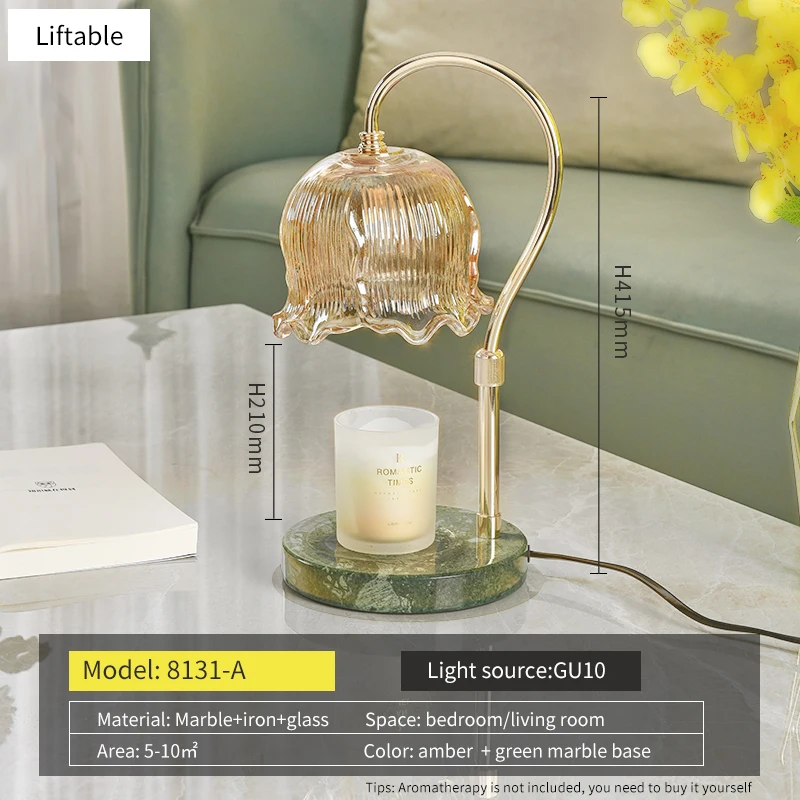 DAYEH FSS Green Marble Melting Candle Lamp Fragrance Burner GU10 Night ...