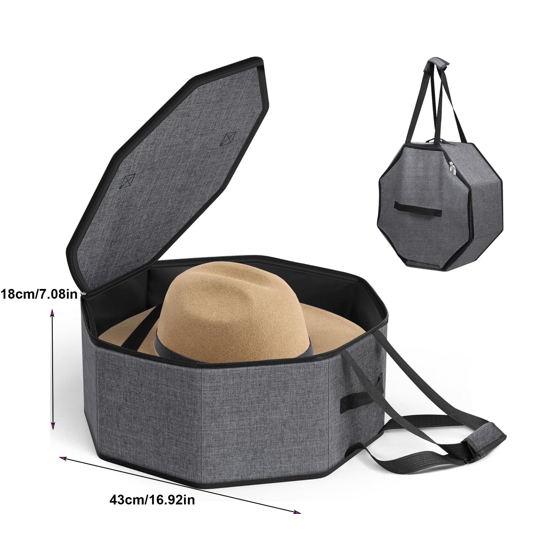 DAYEH Hat Organizer Bag Black Hat Case Large Capacity Hat Storage Box ...