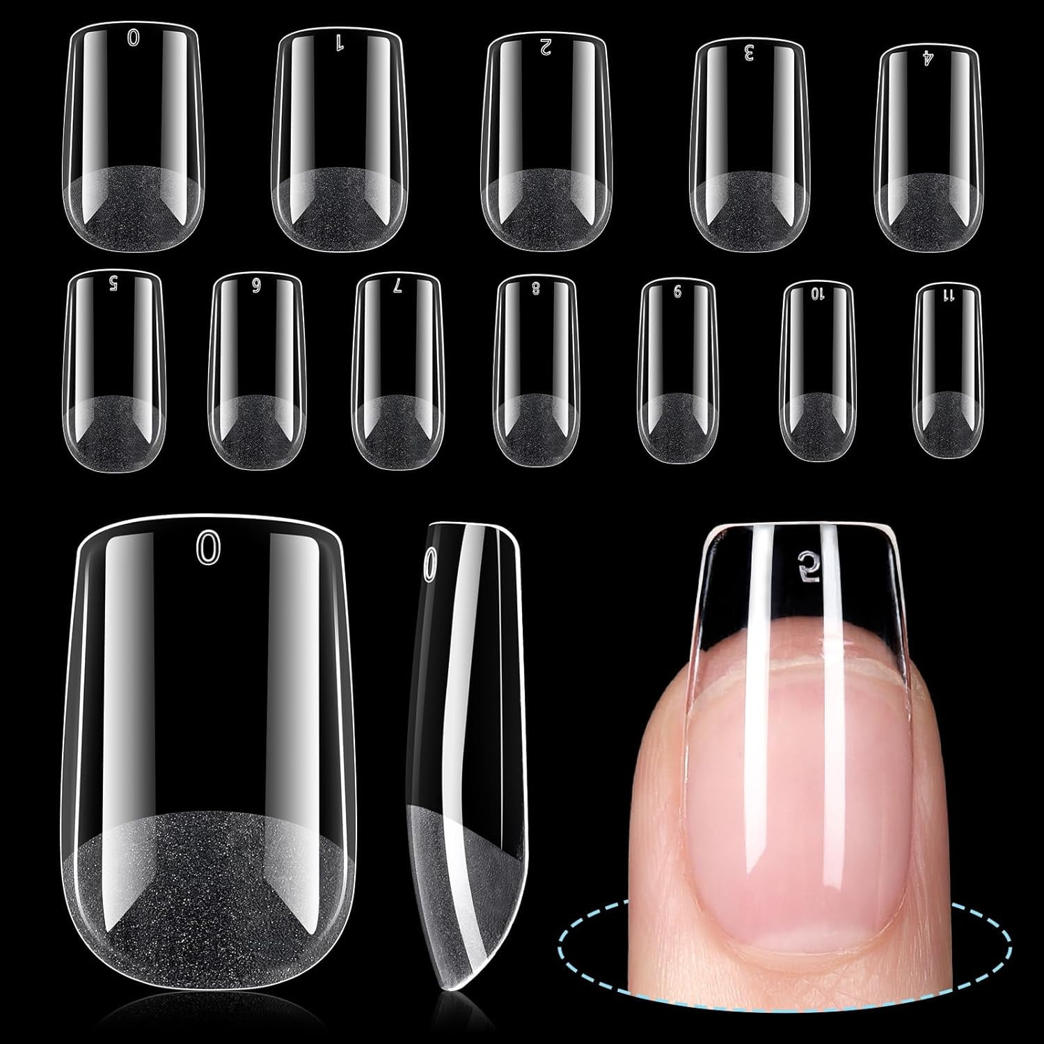 DAYEH Medium Square Nail Tips ，504PCS Pre-shape Clear Square Nails Tips ...