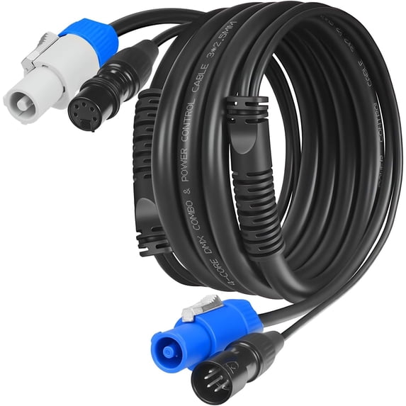 DAYI 5 Pin DMX Combo Cable 25 ft – 4-Core DMX Lighting & Power Cable, 5 ...
