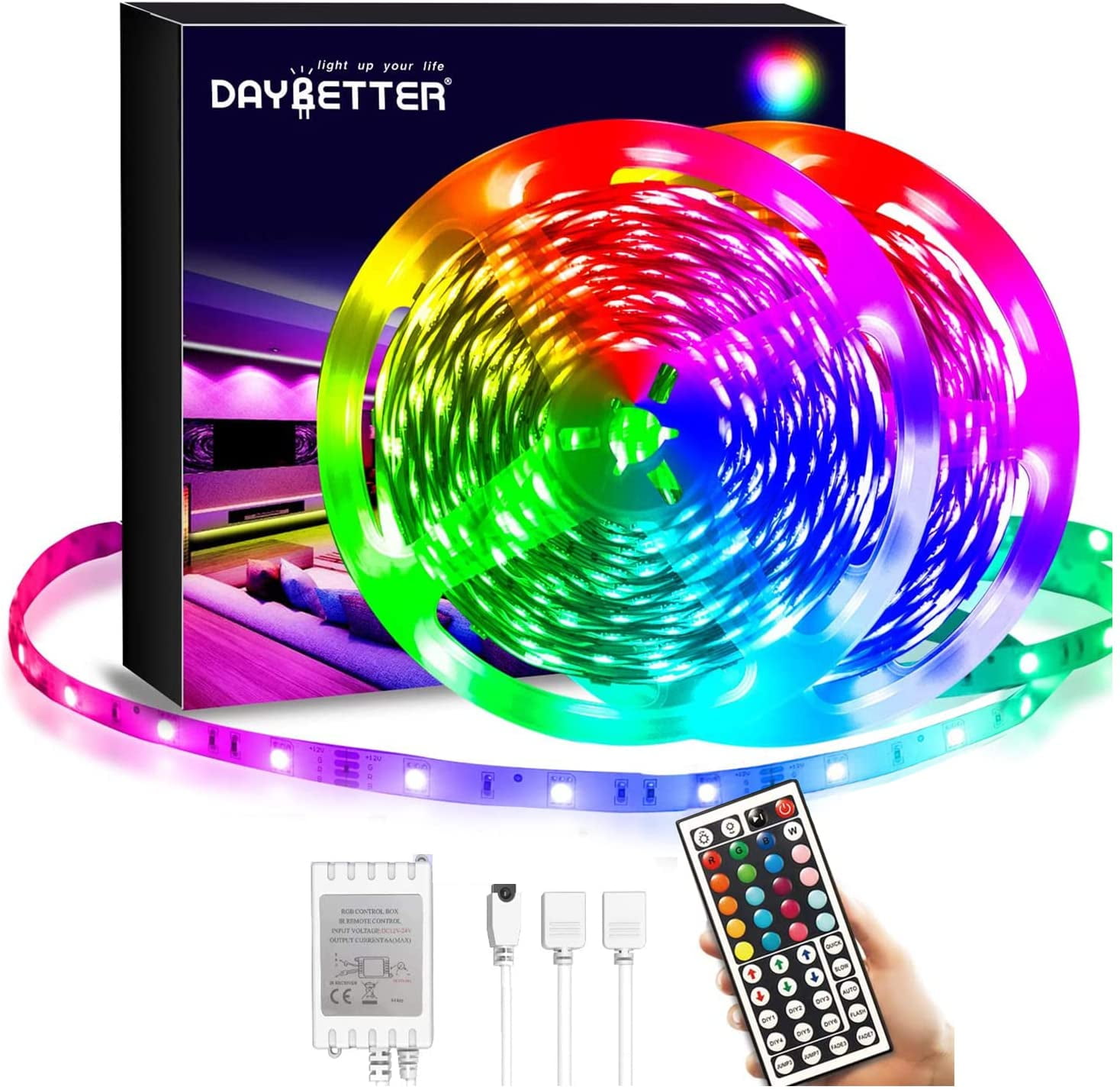 DAYI Led Strip Lights 40ft, RGB Color Changing Led Strips with 44 Keys ...