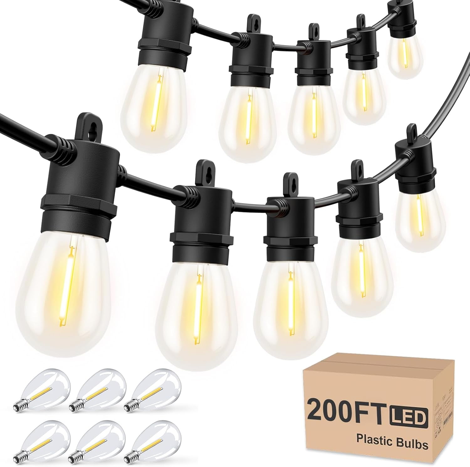 DAYI Outdoor String Lights 200 FT, Patio Lights for Outside with ...