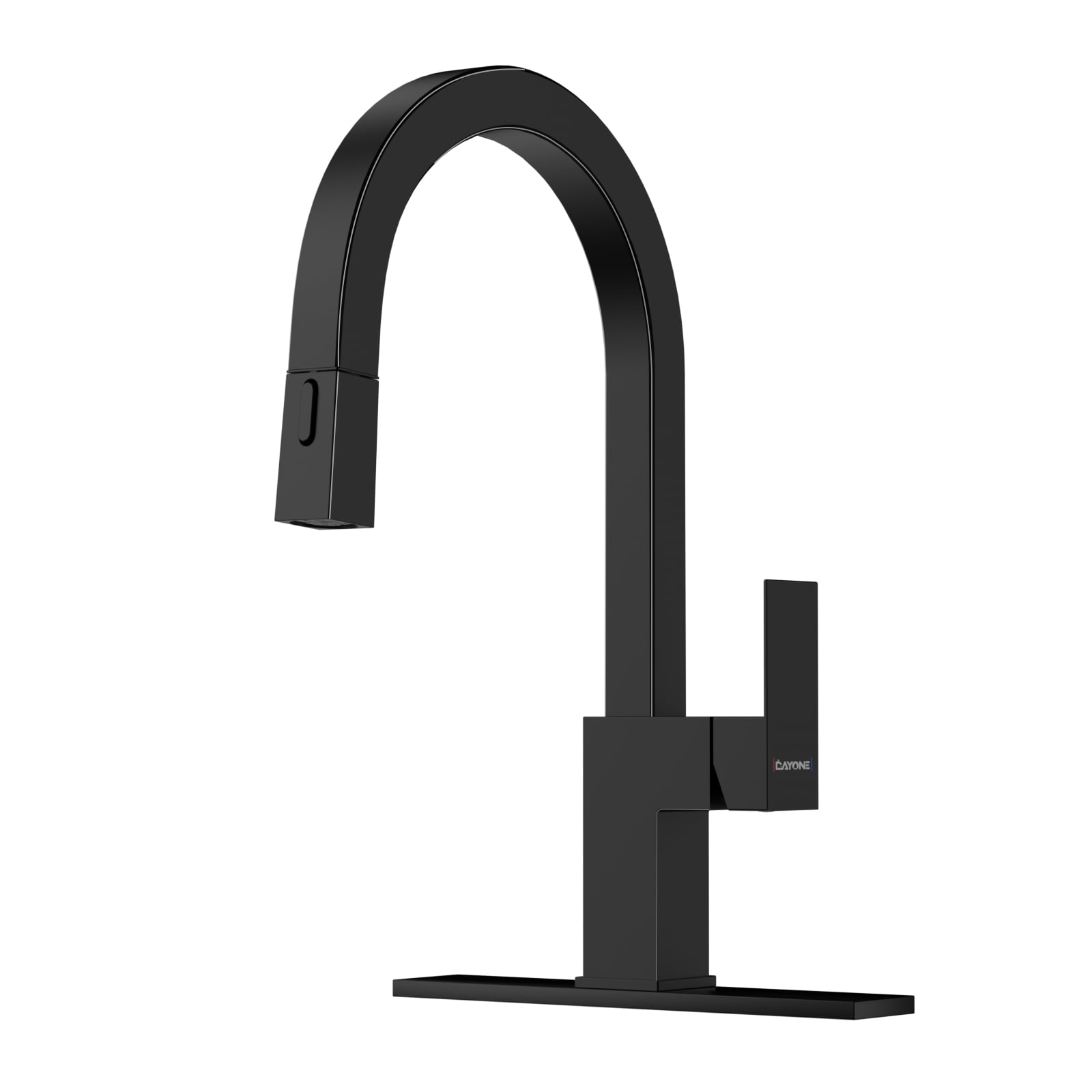 DAYONE Square Kitchen Faucet Matte Black, Modern Pull-Out Kitchen Sink ...