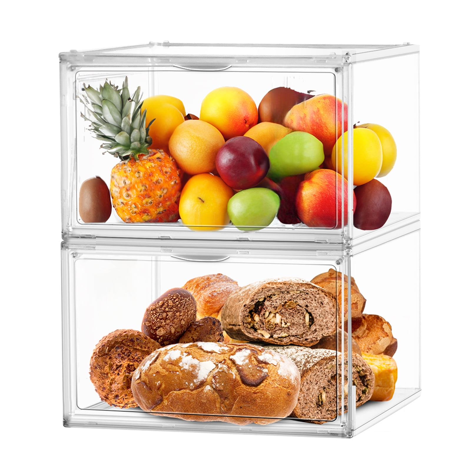 DAYOOH Stackable Bread Box, 3 Layer Kitchen Counter Storage for Muffins ...
