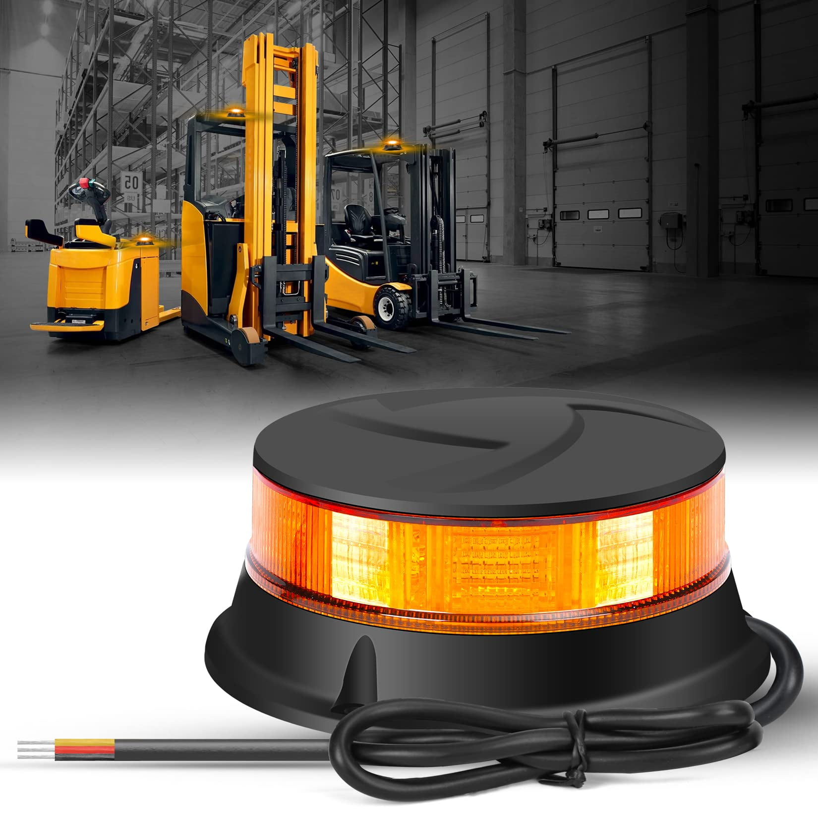 DAYSEN LED Amber Beacon KEF16 Strobe Light, 4.2" Flashing Emergency ...