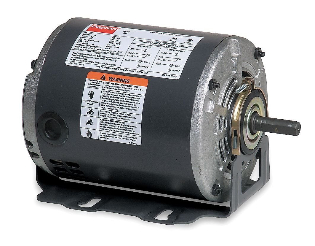 DAYTON Split-Phase Belt Drive Motor, 1/2 HP, 48Z Frame, 115/208-230V AC ...