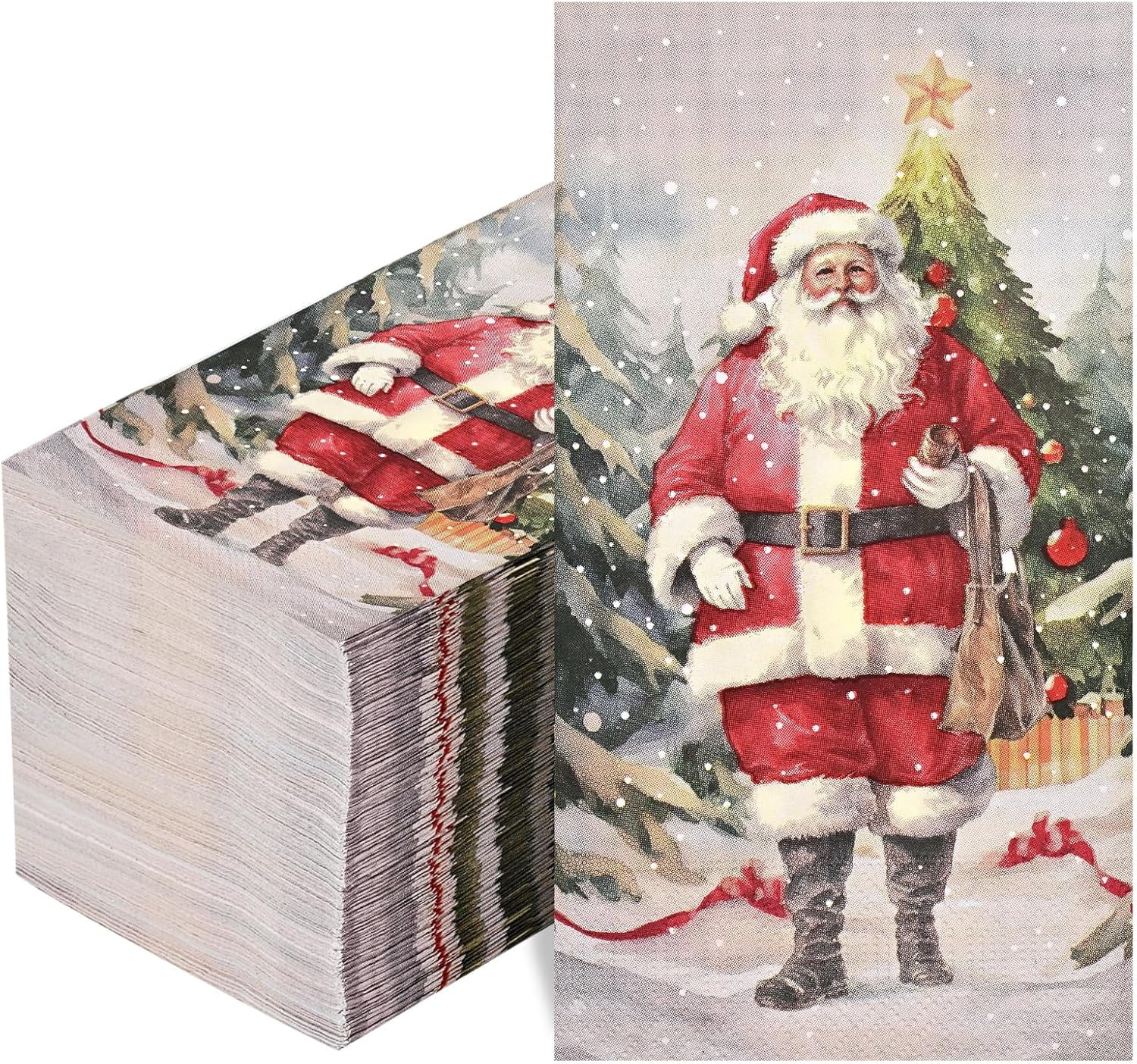 DAZLUT 100 PCS Christmas Paper Napkins 3 Ply Paper Christmas Santa ...