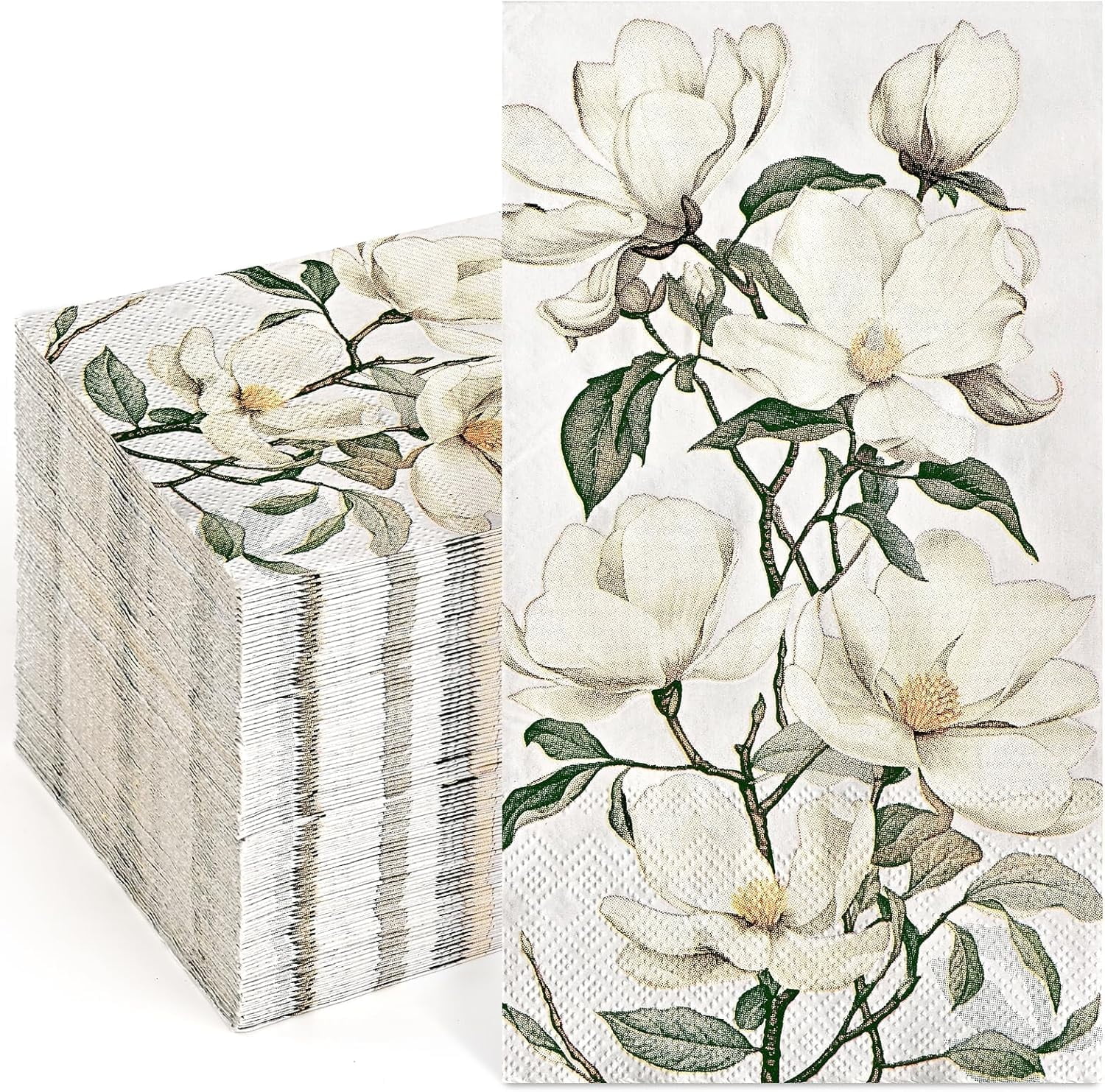 DAZLUT Vintage Magnolia Flower Napkins,3 Ply Floral Paper Napkins ...