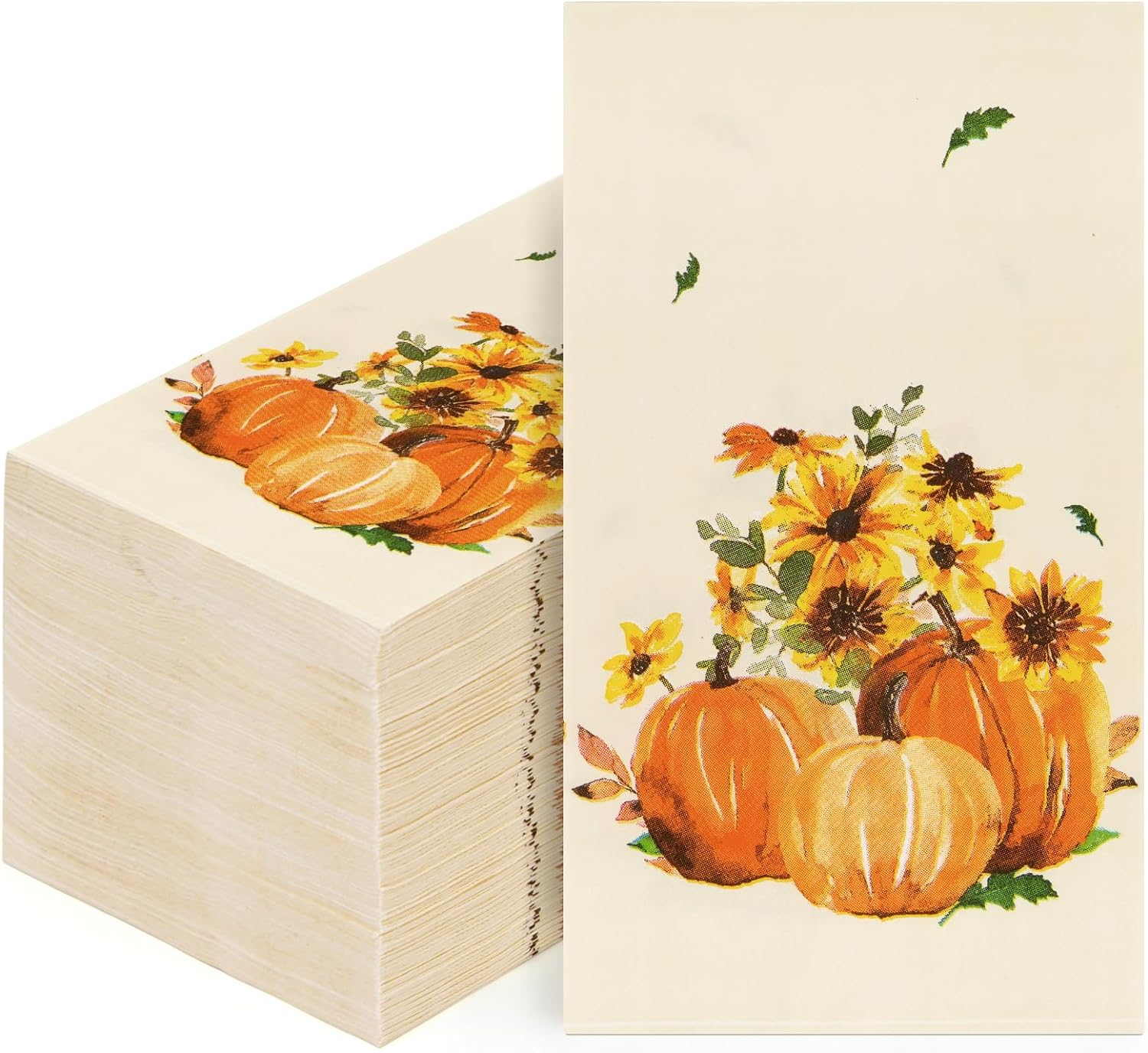 Watercolor Pumpkins Fall Paper Guest Napkins, 7.75 x 4.5 in, 16ct ...