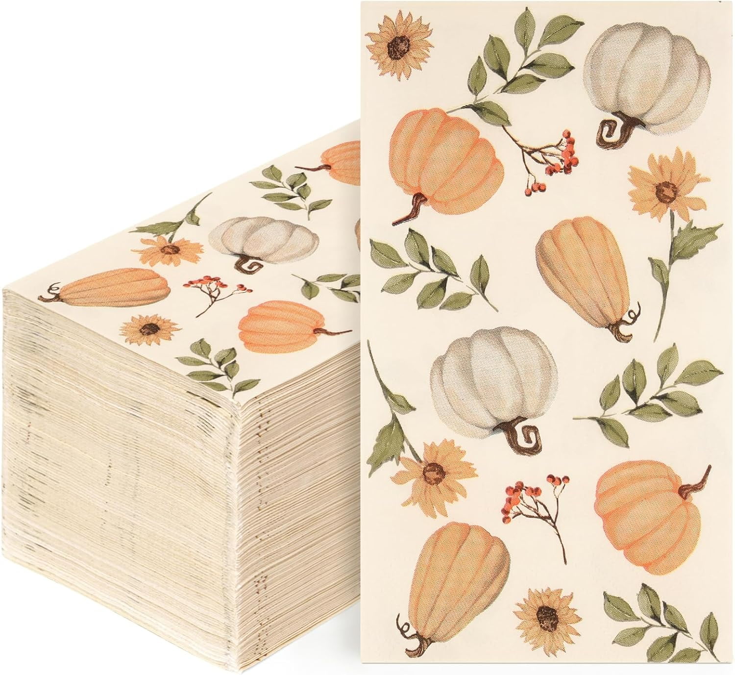 DAZLUTE 100 PCS Fall Paper Napkins 3 Ply Disposable Pumpkin Napkins for ...