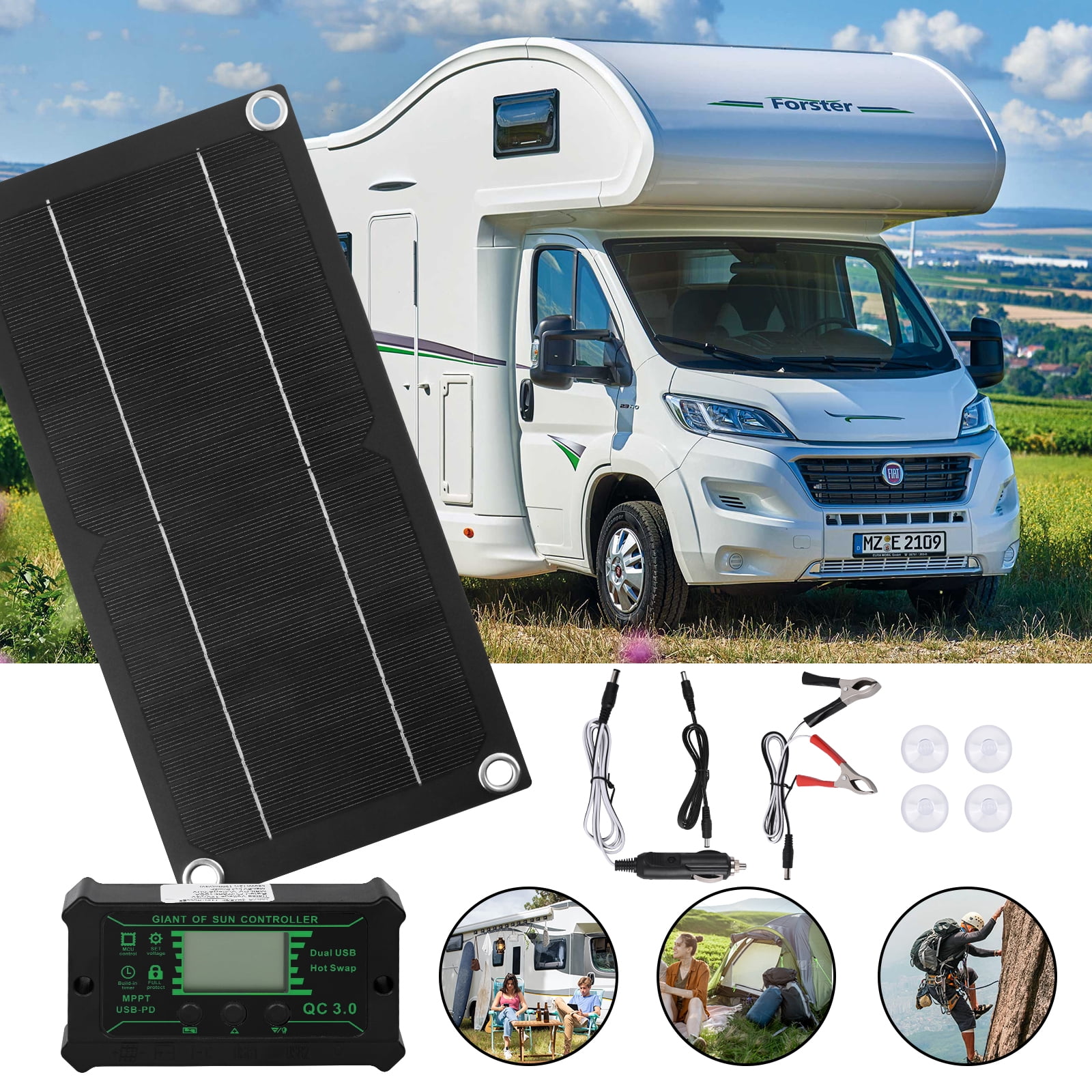 DAZLUTE 10W Solar Panel Kit, Monocrystalline Silicon, 5.7x11.81 inch ...