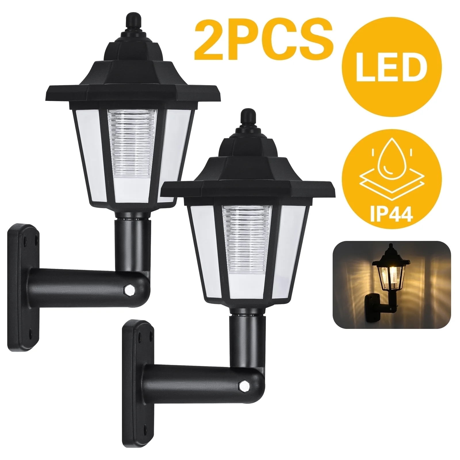 DAZLUTE 2 Pack Outdoor Solar Wall Lights, Solar Motion Sensor Wall Lamp ...