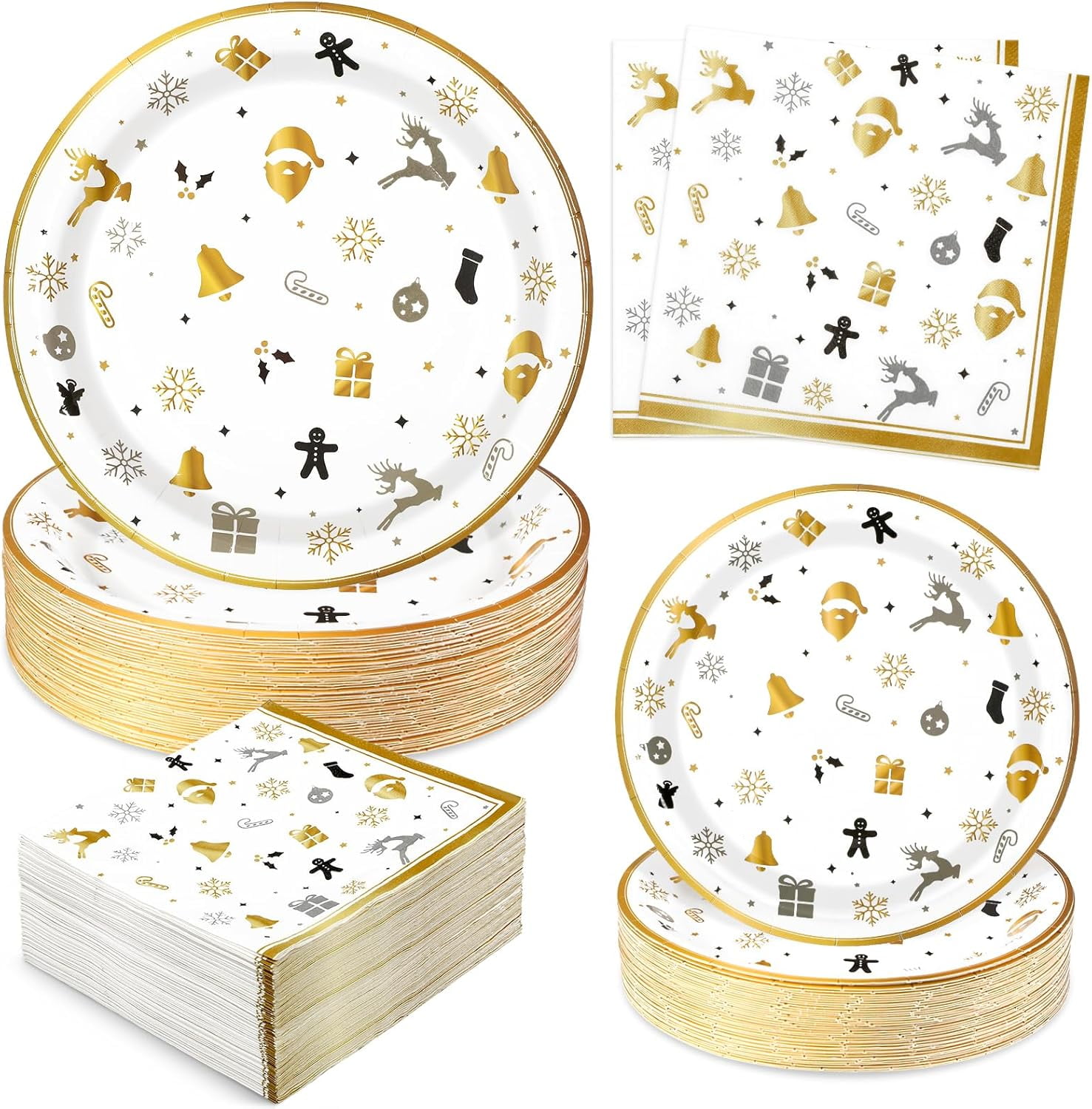 DAZLUTE 200 PCS Christmas Plates and Napkins Christmas Tree Holiday ...