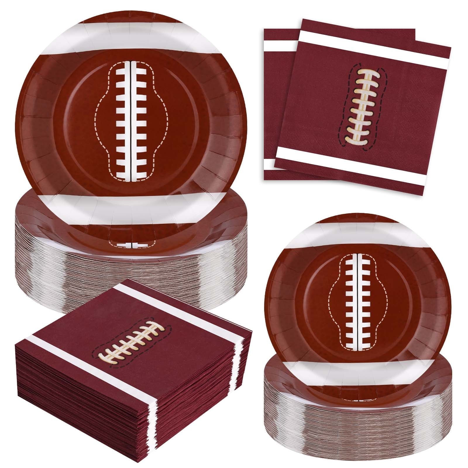 DAZLUTE 200 PCS Football Party Supplies Plates and Napkins Tableware ...