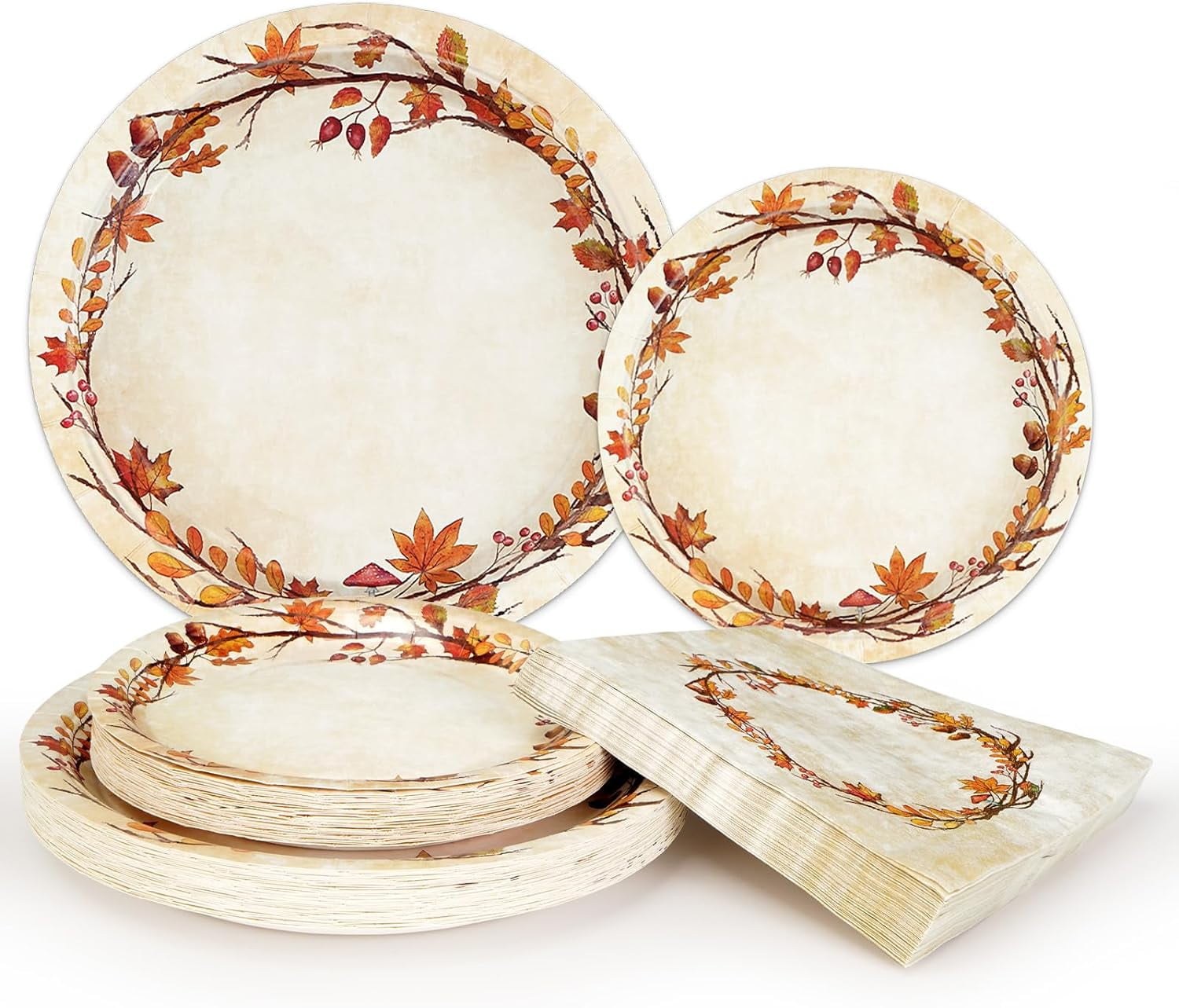 DAZLUTE 200 Pcs Fall Paper Plates and Napkins,Harvest Party Paper ...