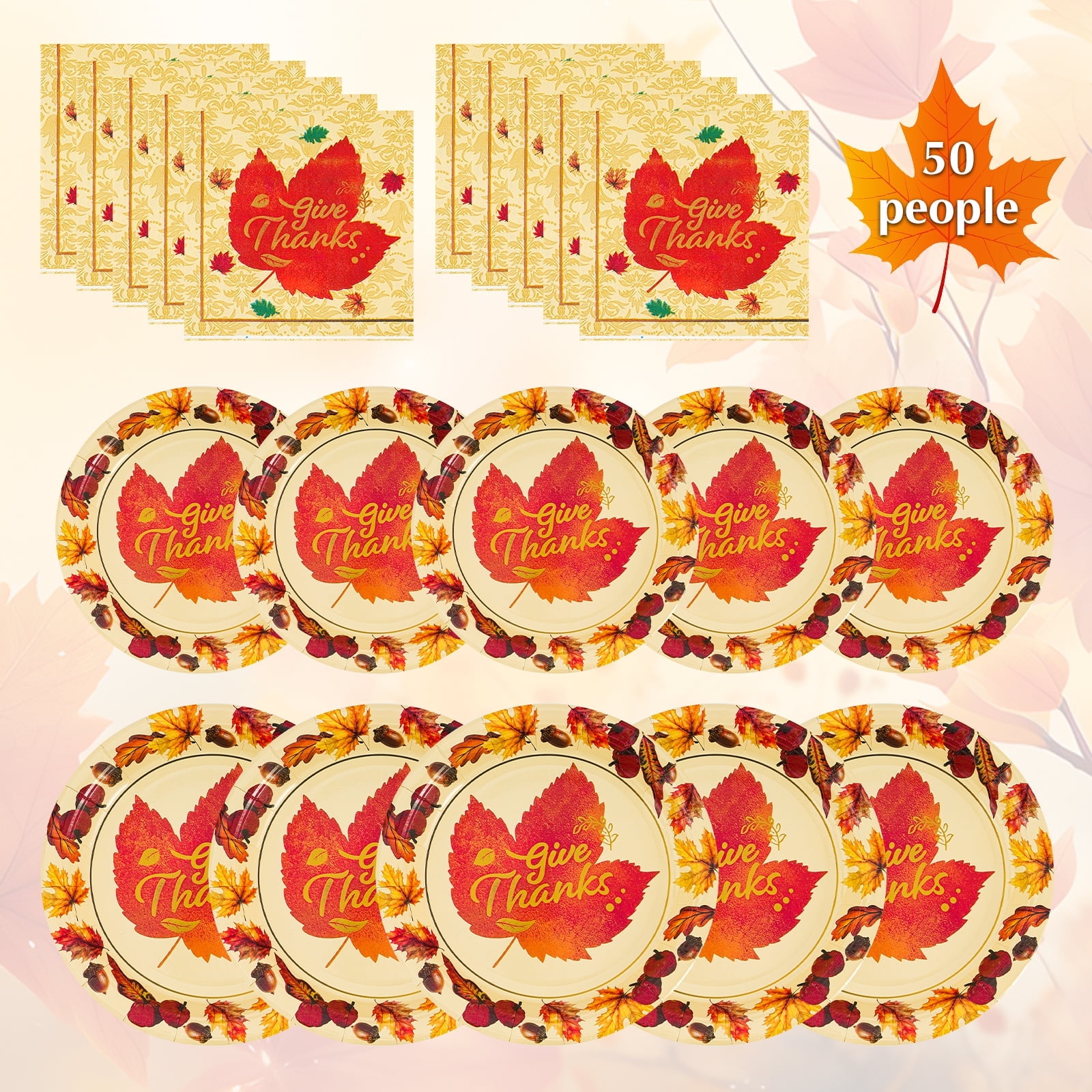 DAZLUTE 200pcs Fall Napkins Paper Plates and Paper Plates Thanksgiving ...