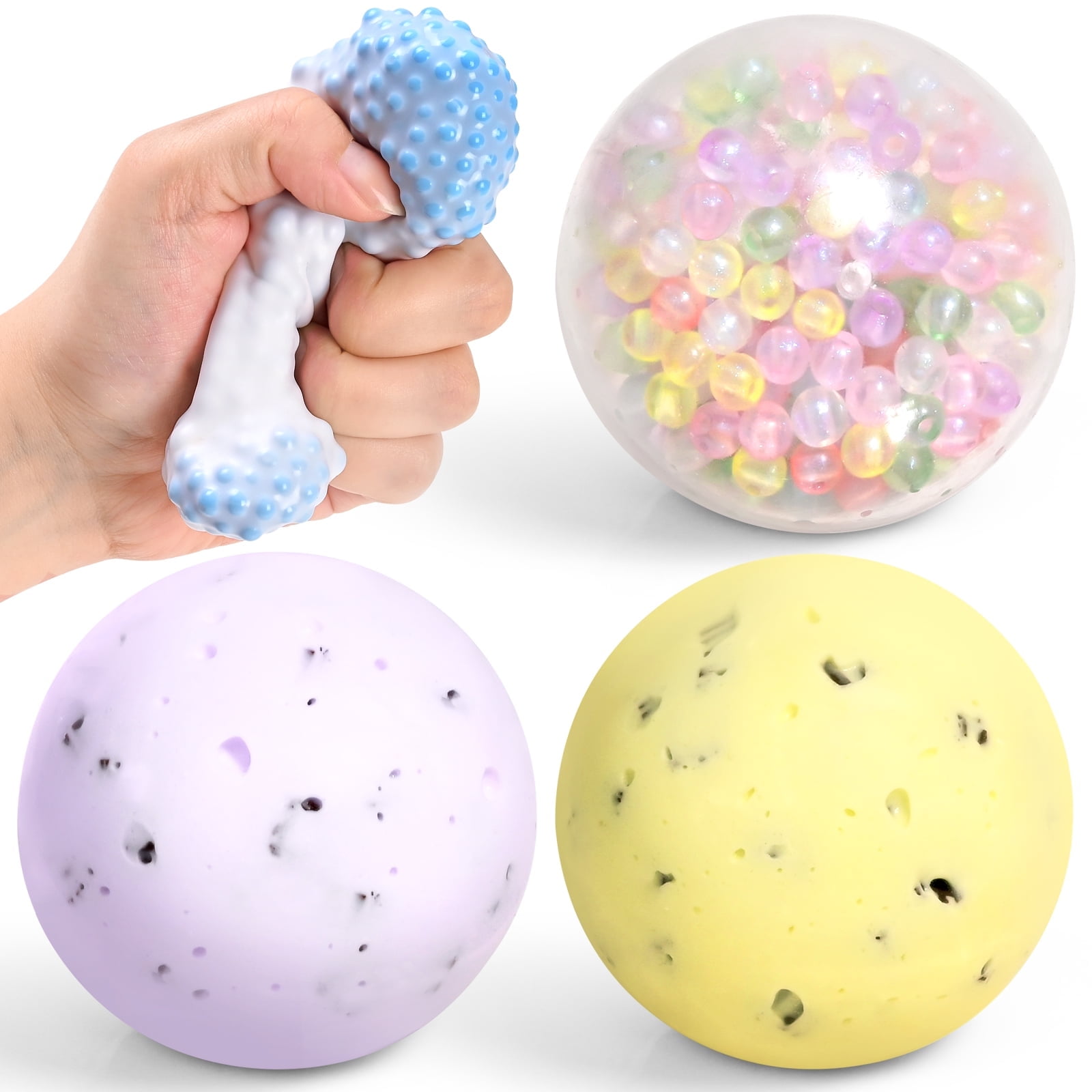 DAZLUTE 4 pack Sand Glutinous Balls Squishy Squeeze Toy Pinch Stress ...