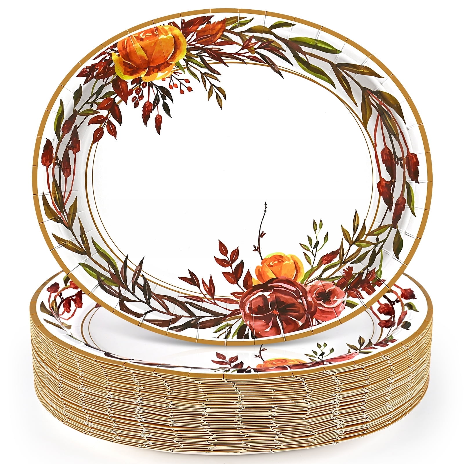 DAZLUTE 50pcs Fall Plates Napkins,and Dishes, Thanksgiving Disposable ...