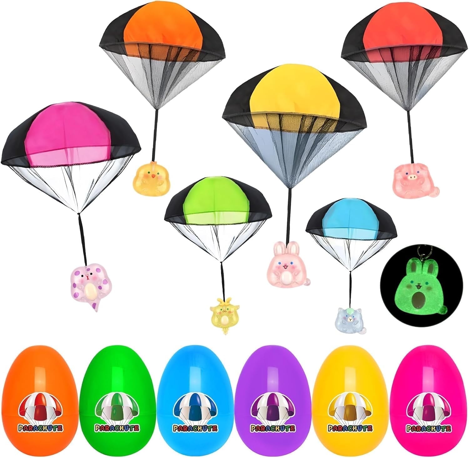 DAZLUTE 6 Pack Easter Eggs with Parachute Toys, Easter Basket Stuffers ...