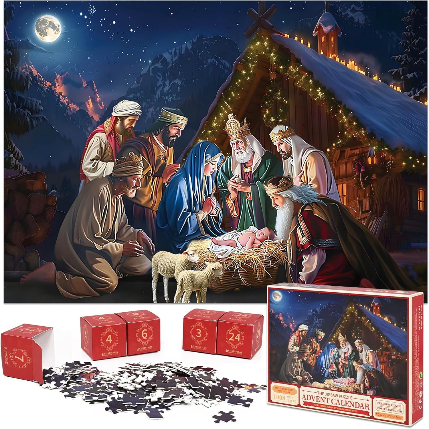 DAZLUTE Advent Calendar 2024 Christmas Jigsaw Puzzle, Nativity Jigsaw Puzzle 24 Surprise ...