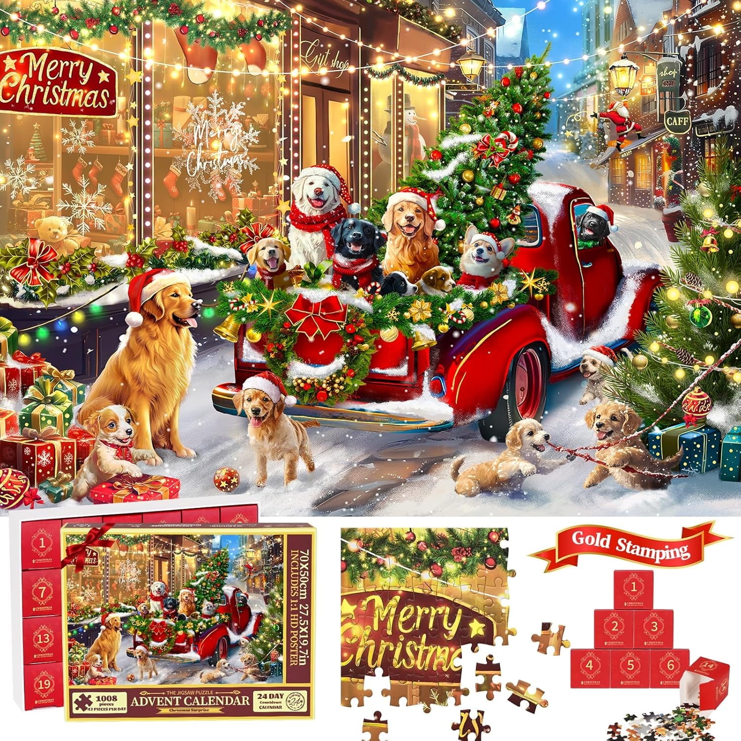 DAZLUTE Christmas Advent Calendar Puzzle 1008 Piece for Adult, 24 Days ...