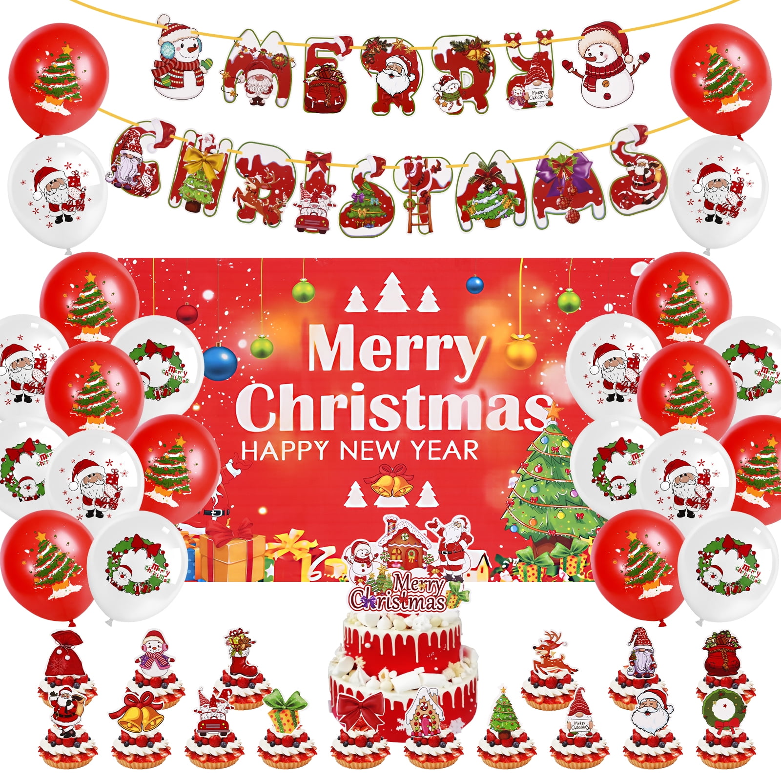 DAZLUTE Christmas Party Decorations Supplies Xmas Decorations Set ...